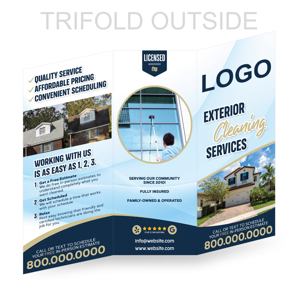 Pressure Washing Trifold Brochure - Power Washing Print Services ...