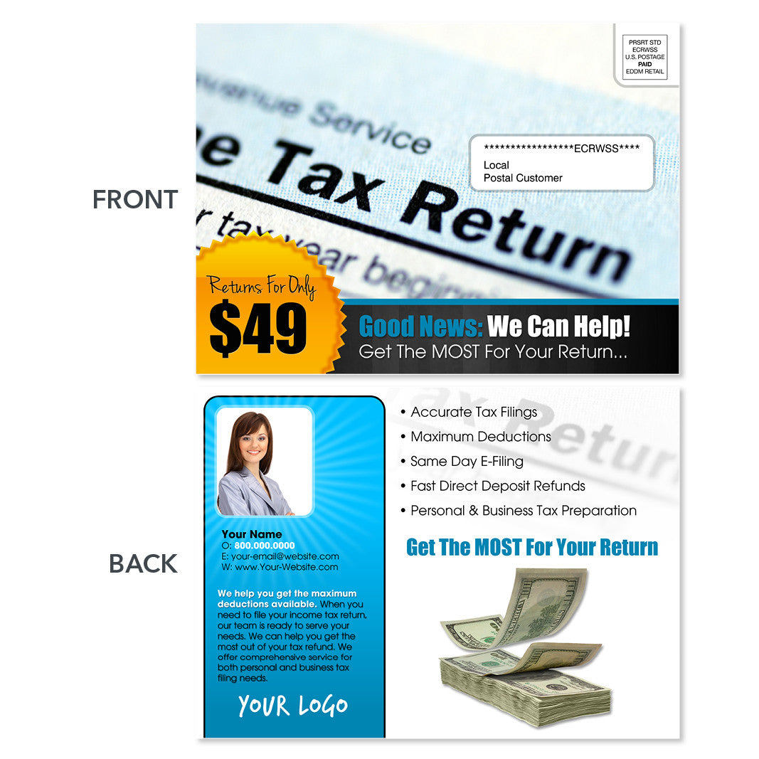 Tax Return EDDM Postcards - High Quality Prints - FREE Shipping ...