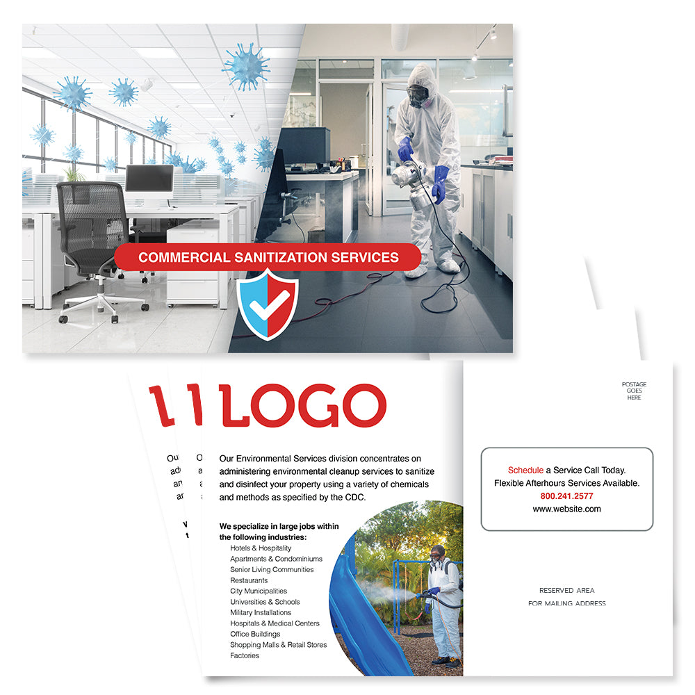 Decontamination Service Postcard - Disinfection Service Print Design ...