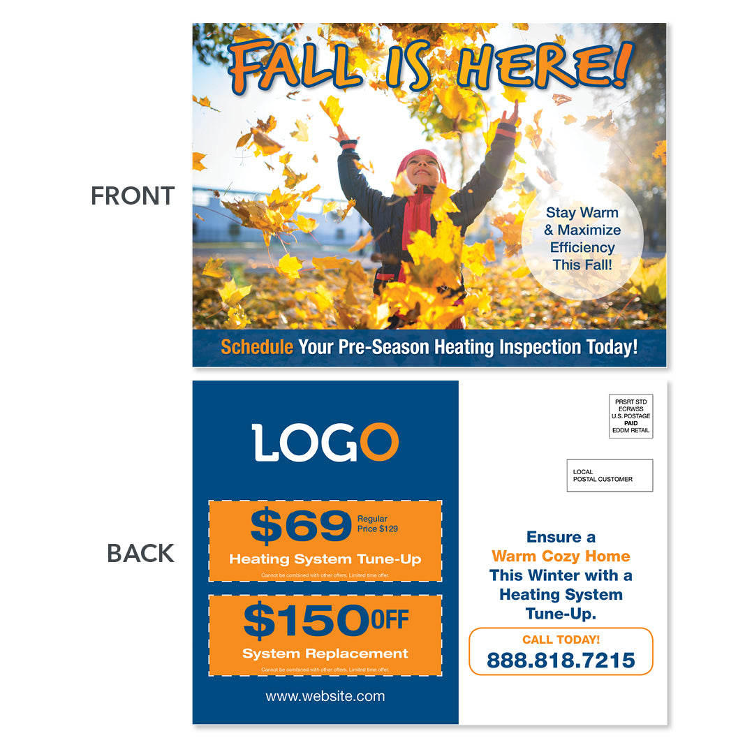 Fall Heating Maintenance HVAC EDDM Postcards - Design Print Service ...