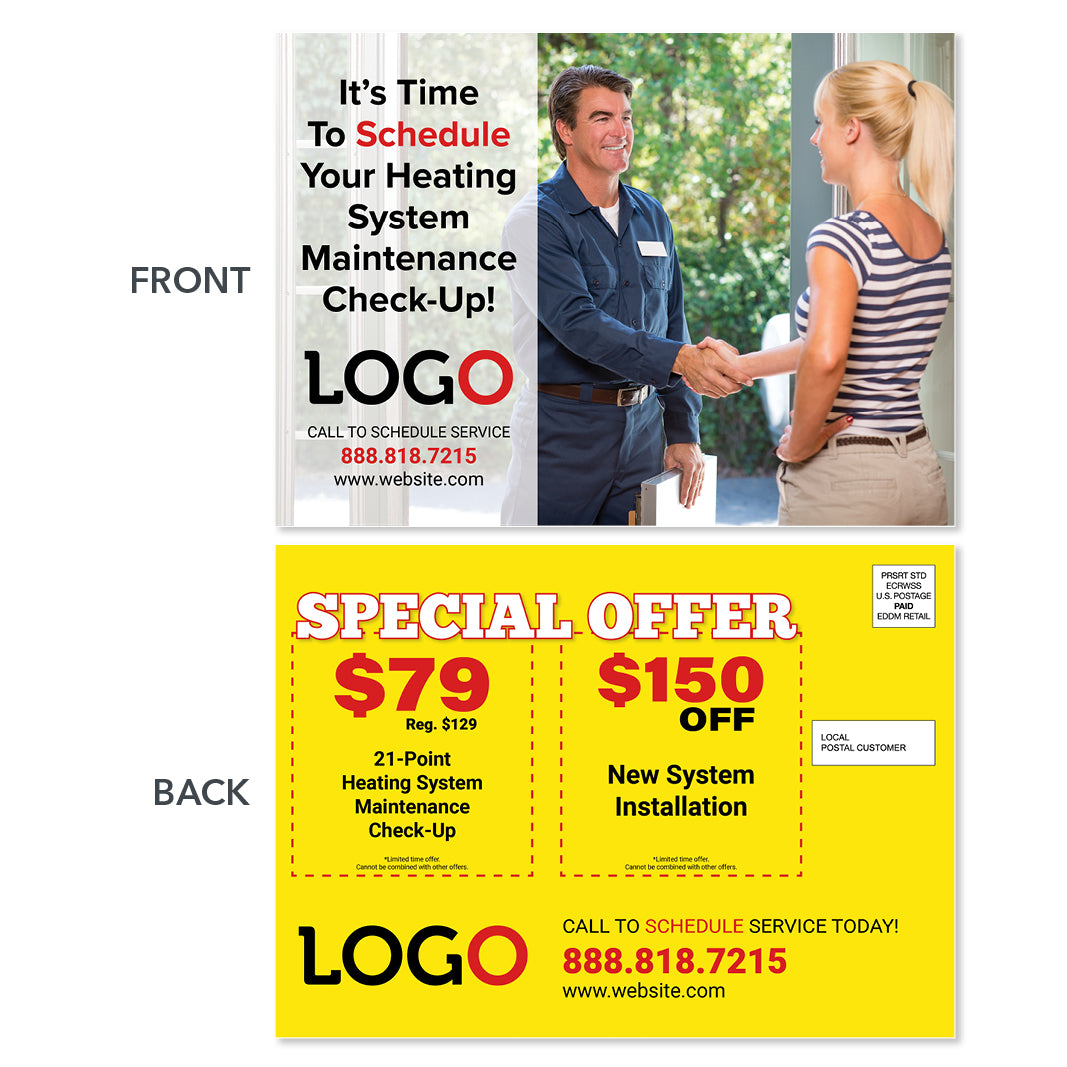 Furnace Maintenance HVAC EDDM Postcards - Design Print Service ...