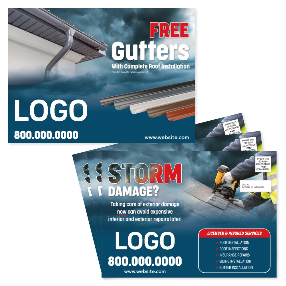 Gutter Repair EDDM Postcards - Roofing Print Designs – Footbridge Marketing