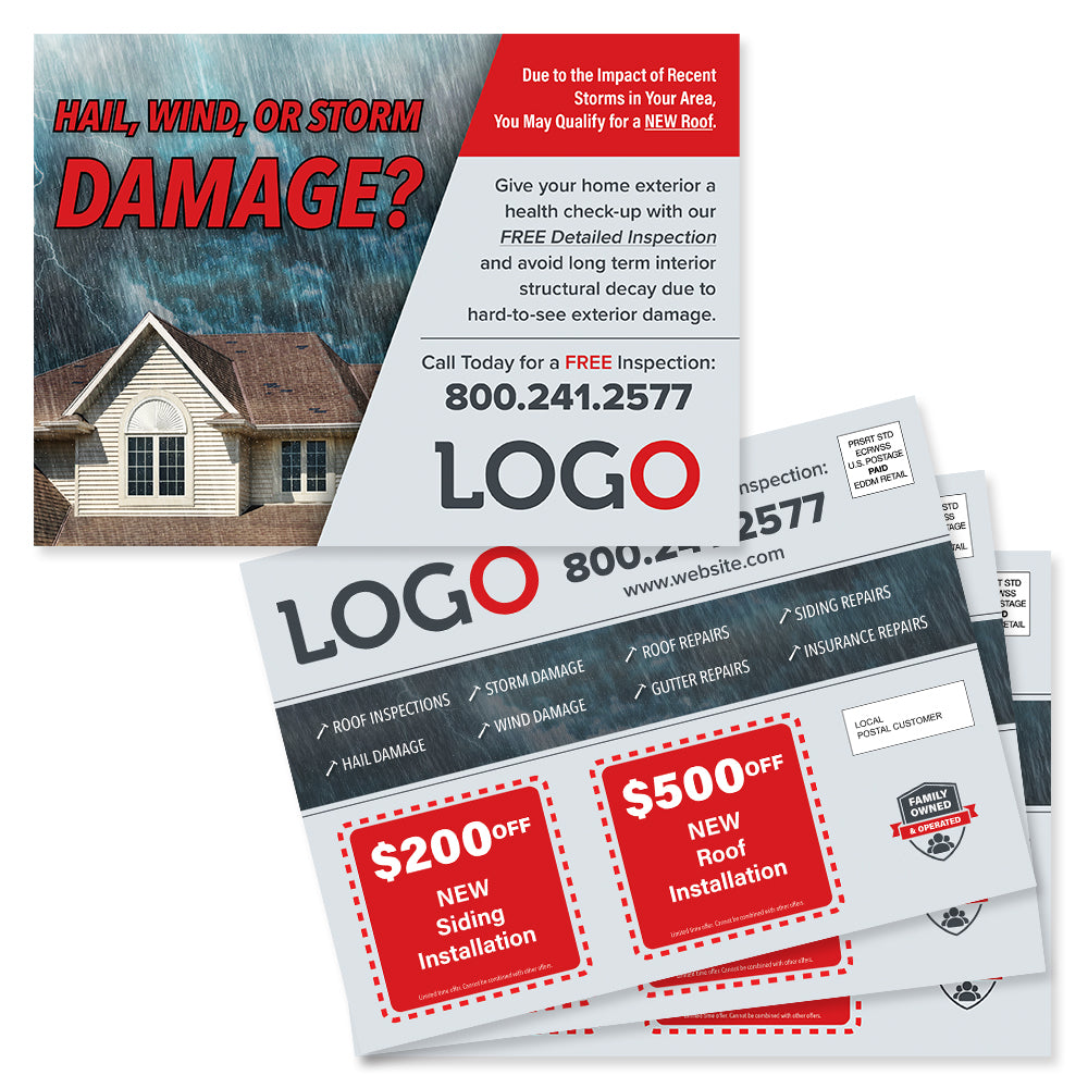 Hail, Wind or Storm Damage EDDM Postcards - Roofing Print Design ...
