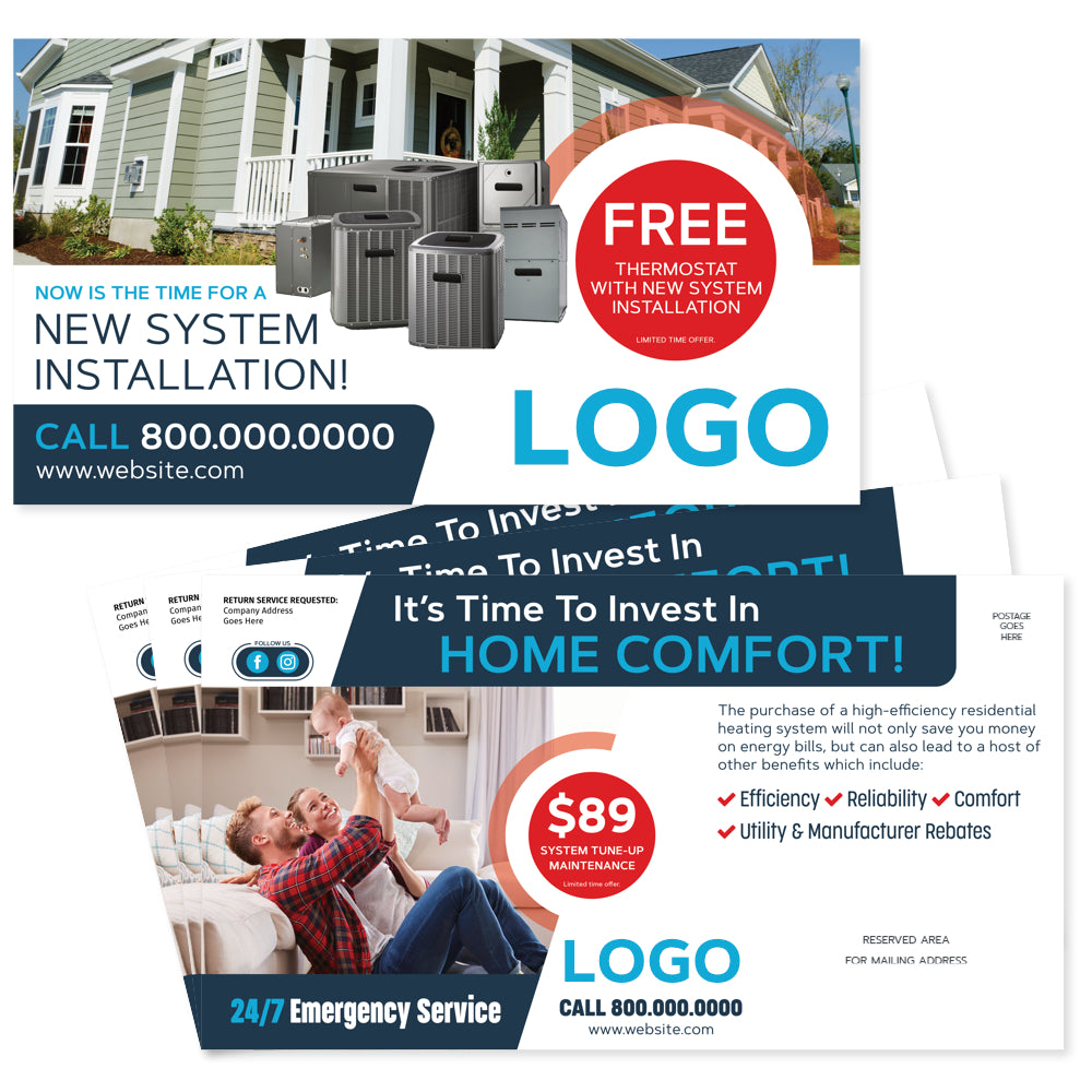 HVAC Heating System Install Postcard - HVAC Print Services – Footbridge ...