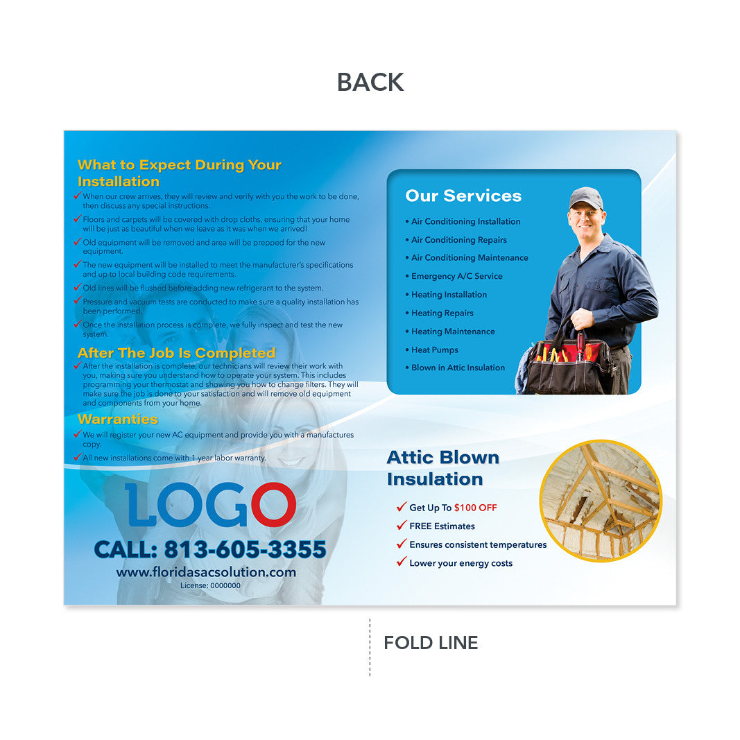 HVAC 8.5 x 11 Half Fold Brochure - High Quality Design Print Services – Footbridge Marketing