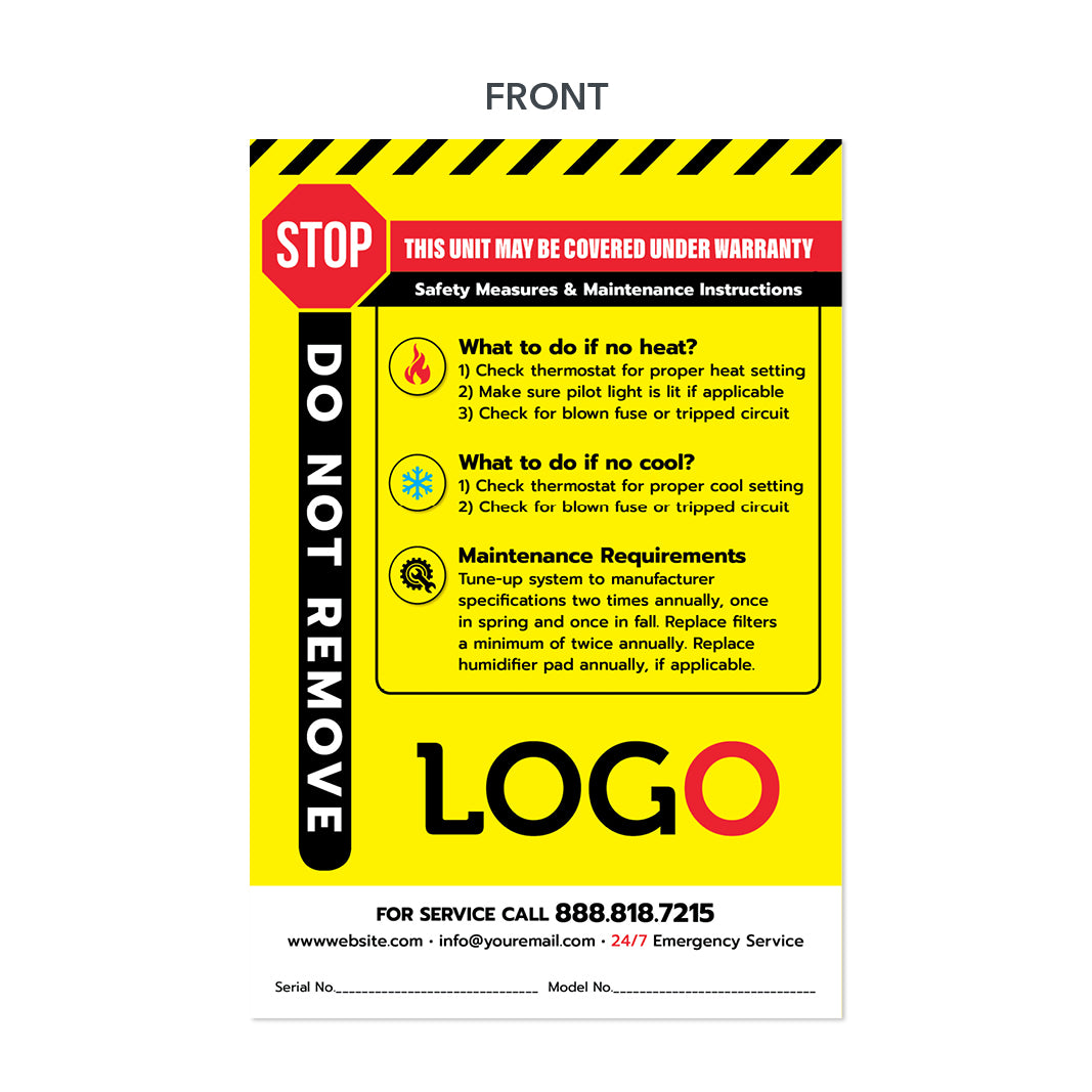 HVAC Warning Stickers - Design Print Services - FREE Shipping ...