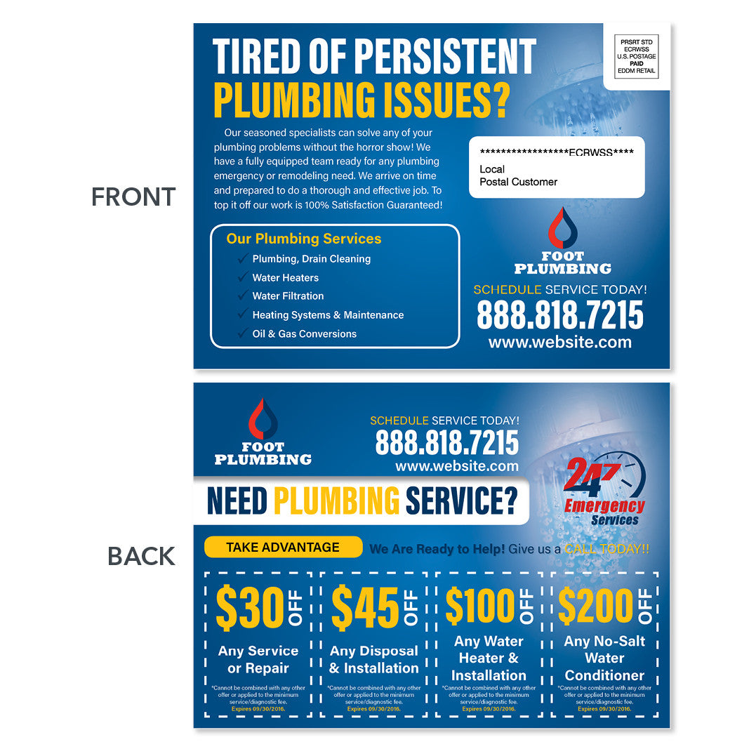 Plumbing Repair EDDM Postcards - Design Print Services – Footbridge ...