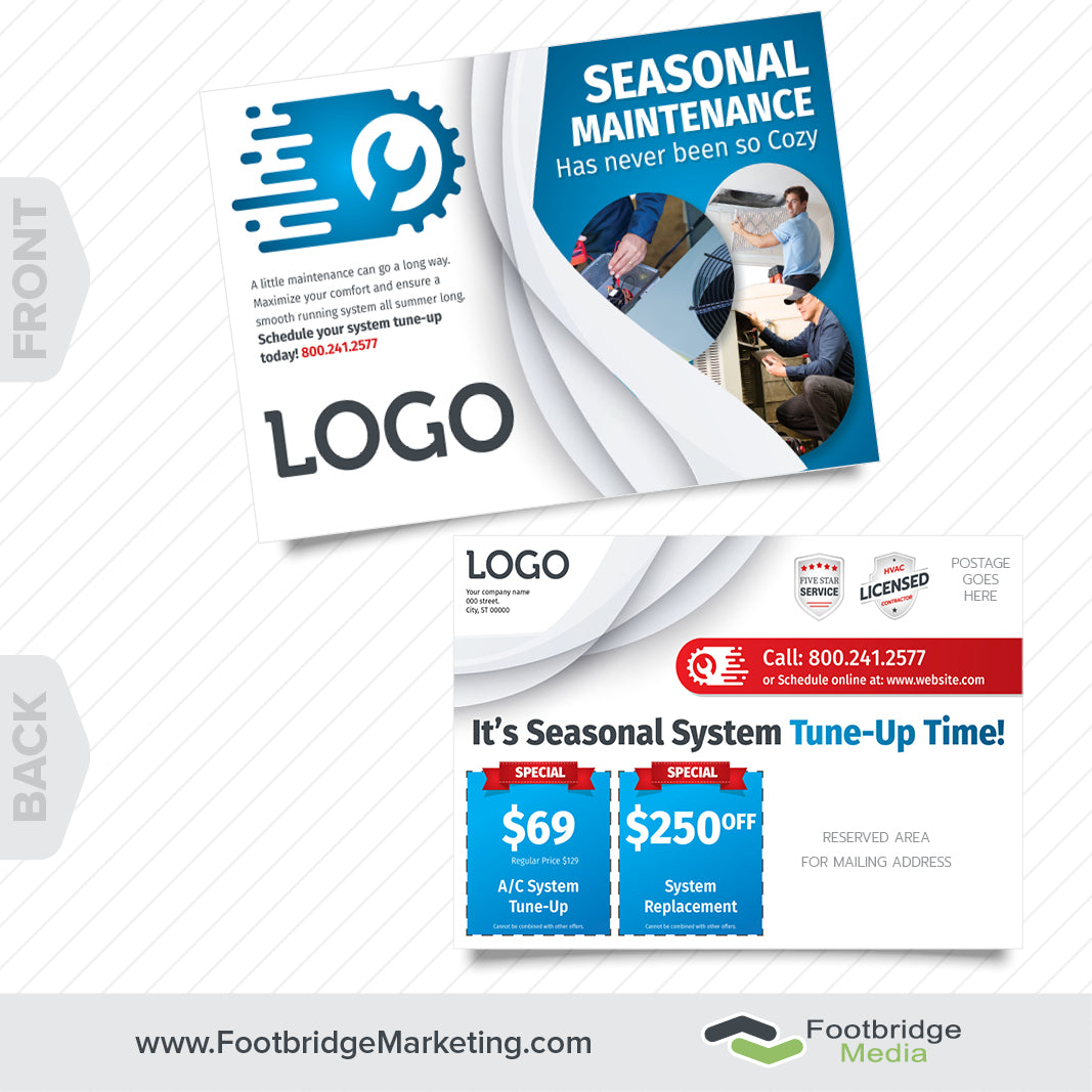 Air Conditioning Maintenance Direct Mail Postcard - HVAC Print Designs ...
