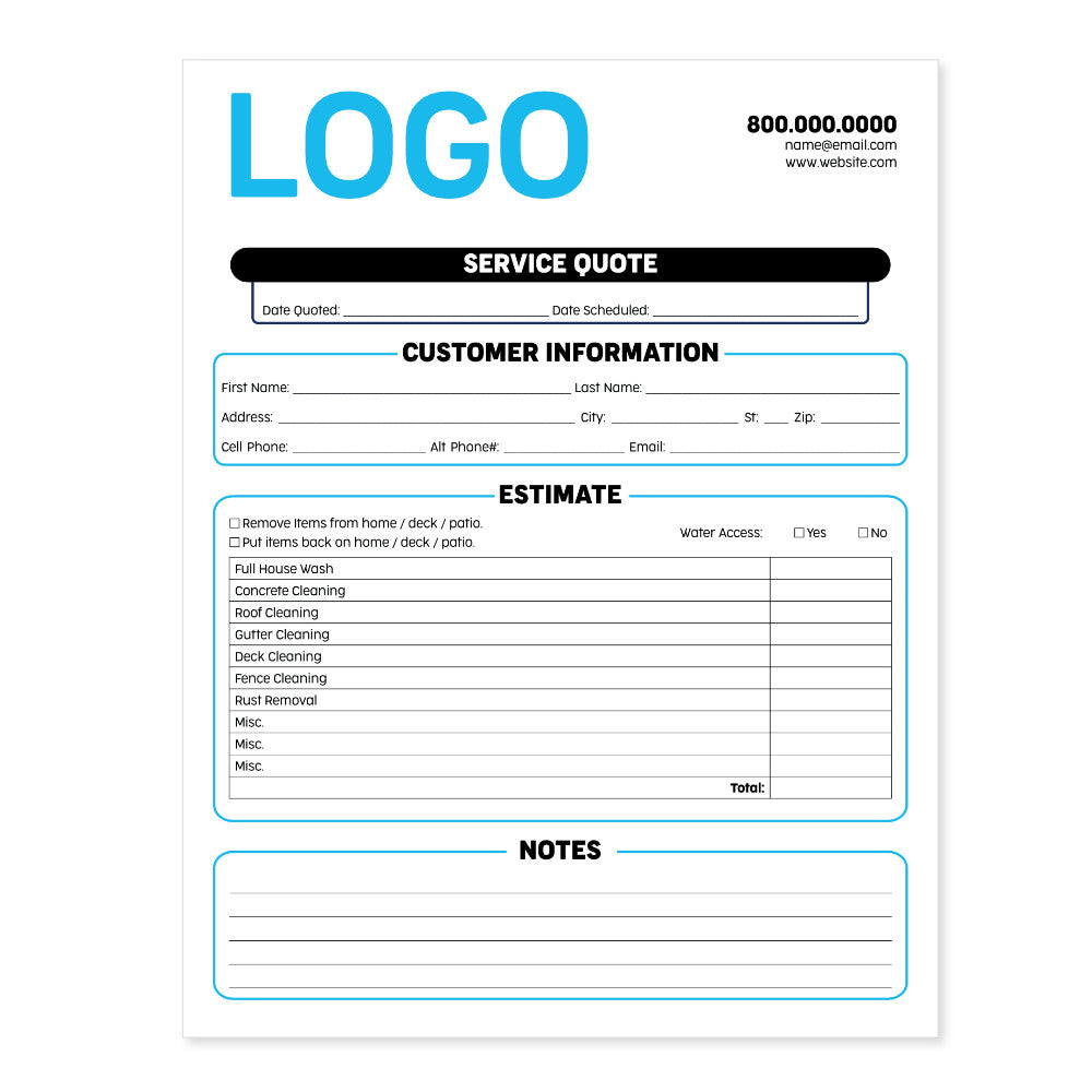 Pressure Washing Invoice Forms - Carbonless Printing - FREE Shipping ...