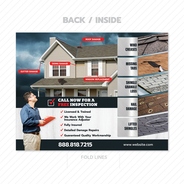 Roof Damage Trifold Brochure - Print Designs for Roofers – Footbridge ...