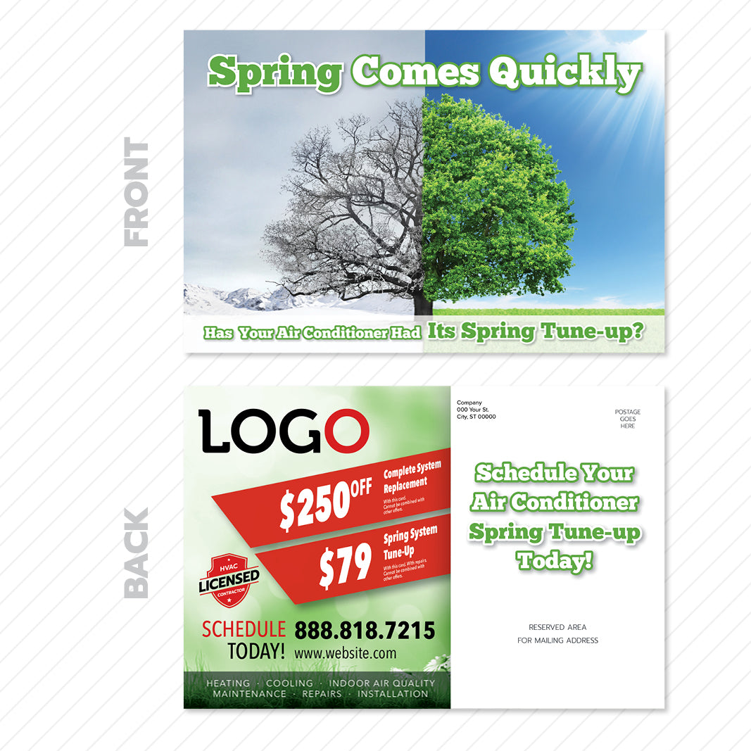Air Conditioning Spring Postcards - Spring HVAC Print Design Service ...