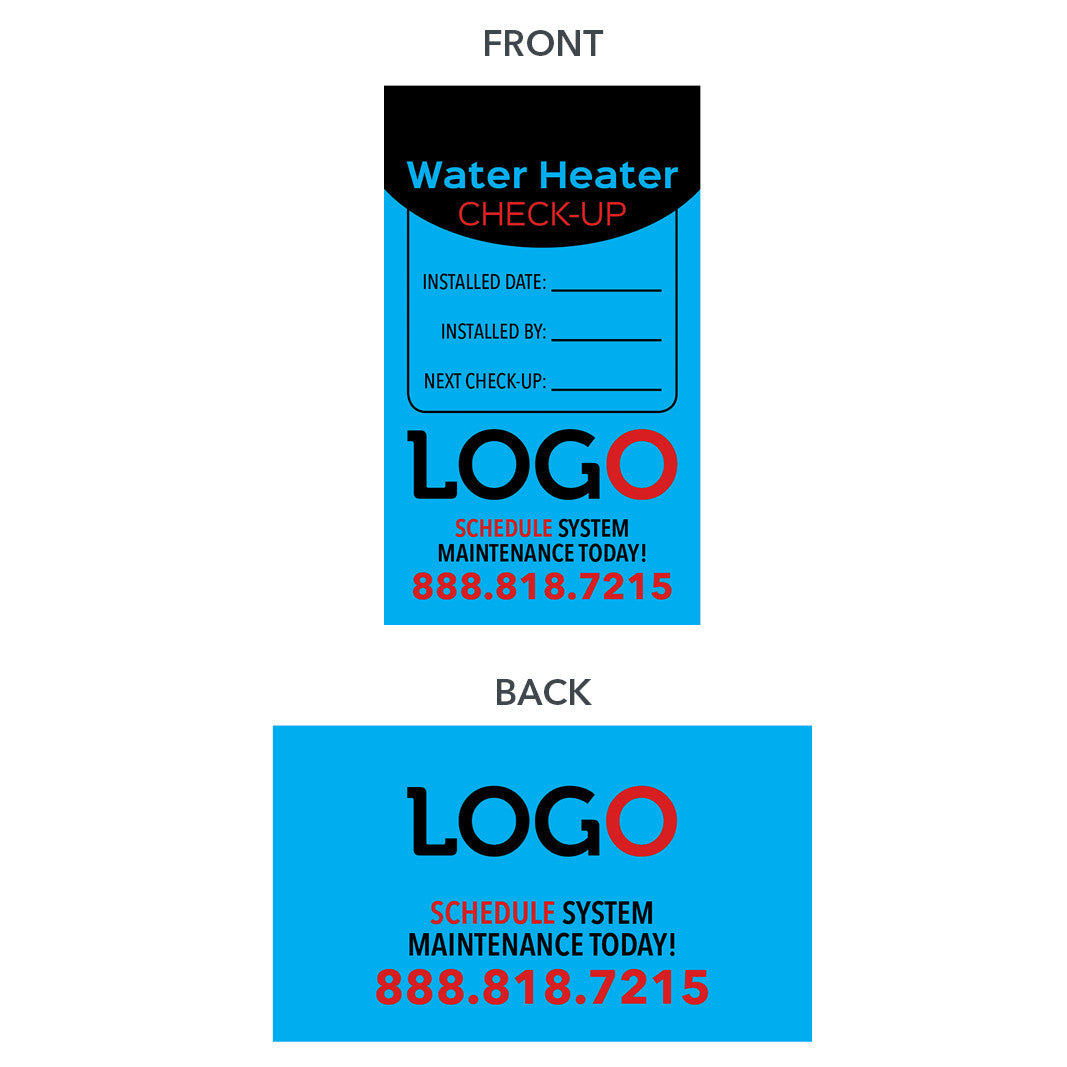 Water Heater Equipment Tags for Plumbers - Design Print Services ...