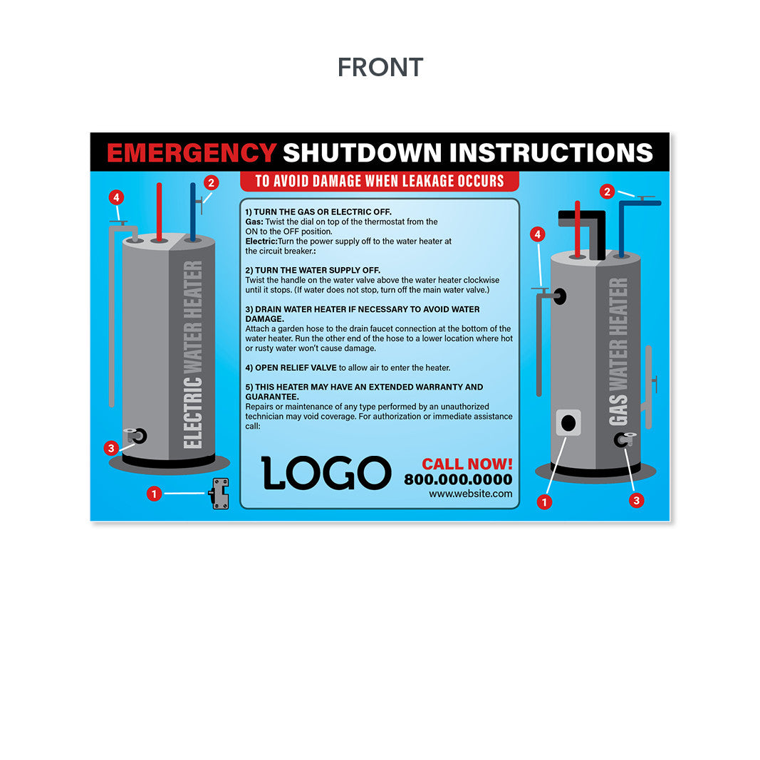 Water Heater Equipment Sticker for Plumbers - Design Print Services ...
